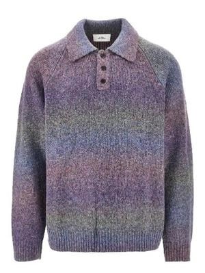 LES DEUX Long-sleeve Knit Polo Shirt - Gray