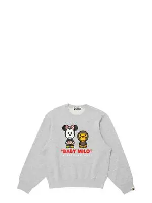 A BATHING APE X Disney Minnie Mouse Baby Milo Crewneck Sweatshirt - Gray