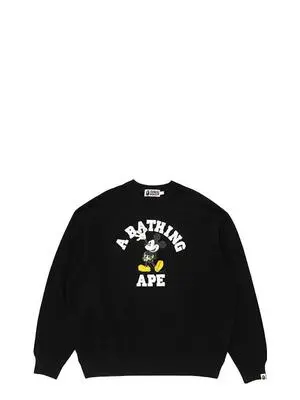 A BATHING APE X Disney Mickey Mouse College Crewneck Sweatshirt - Black