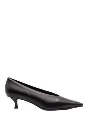 CHANTAL Tapered-toe Leather Pumps - Black