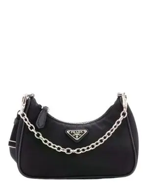 Prada Re-edition Shoulder Bag Tessuto Mini Hobo Bag - Black