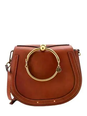 Chloé Chloé Nile Leather Medium Crossbody Bag Brown