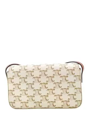 Celine Triomphe East-west Shoulder Bag In Coated Canvas - Neutrals