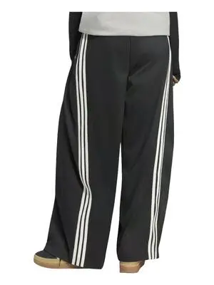 Adidas Pleated Wide-leg Trousers With Side Stripe Detail - Black