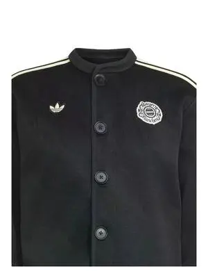 Adidas Logo Patch Button-up Sweater - Black