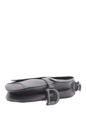 Dior Christian Dior Leather Saddle Shoulder Bag Black