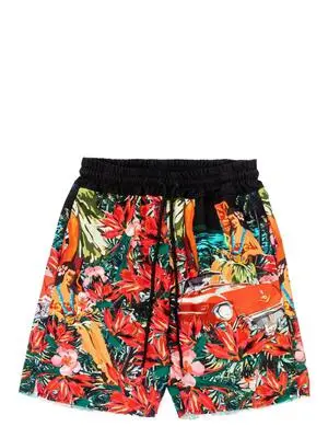 MAUNA KEA Graphic Print Drawstring Shorts - Red