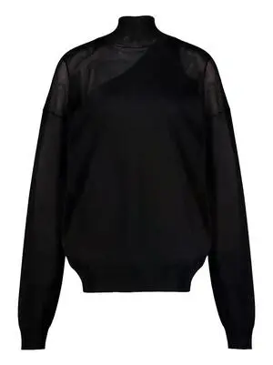Fendi Sheer Panel High Neck Sweater - Black