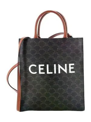Celine Vertical Cabas Triomphe Coated Canvas Tote Bag - Brown
