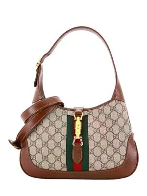 Gucci Jackie 1961 Gg Coated Canvas Small Hobo Bag - Brown