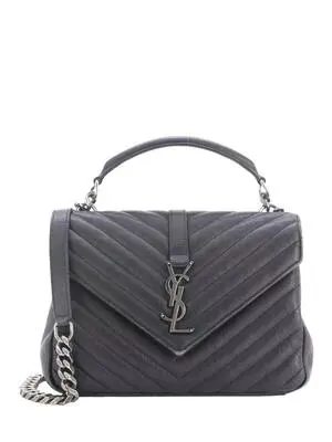 Saint Laurent Medium Monogram College Bag Matelassé Chevron Leather - Black