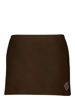 Casablanca Embroidered Wool-blend Skirt - Brown