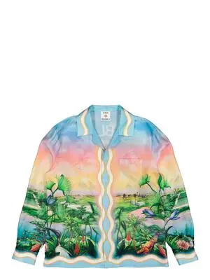 Casablanca Tennis Club Cuban-collar Shirt - Blue