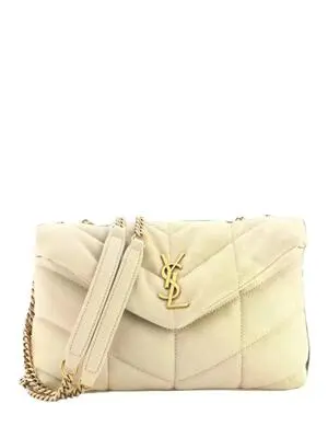 Saint Laurent Saint Laurent Loulou Puffer Quilted Canvas Mini Shoulder Bag Neutrals