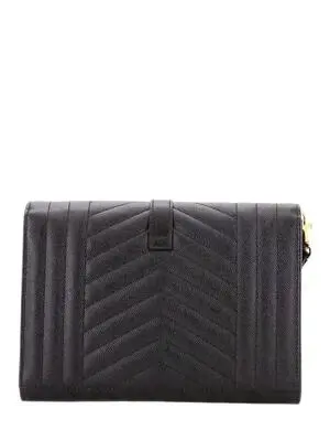 Saint Laurent Monogram Envelope Wristlet Clutch Bag - Black