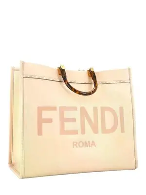Fendi Sunshine Shopper Leather Large Tote Bag - Neutrals