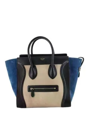 Celine Tricolor Leather Mini Luggage Tote Bag - Black