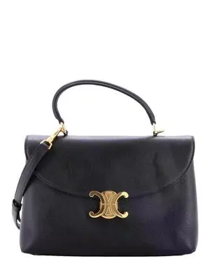 Celine Nino Top Handle Bag Nubuck Medium Satchel - Black