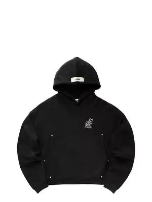 ROUGH. Stud-embellished Logo-embroidered Hoodie - Black