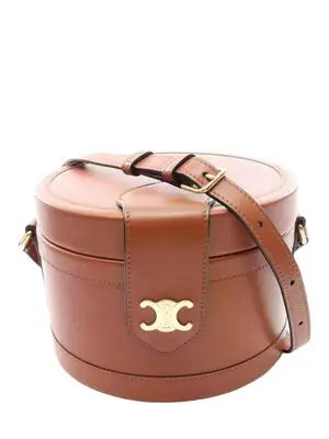 Celine Medium Calfskin Triomphe Tambour Crossbody Bag - Brown