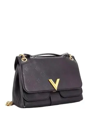 LOUIS VUITTON Chain Bag Monogram Leather Shoulder Bag - Black