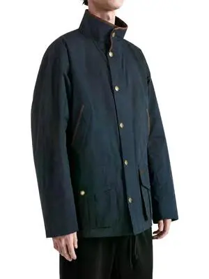 Barbour Barbour Leather-Trimmed Multi-Pocket Jacket Blue