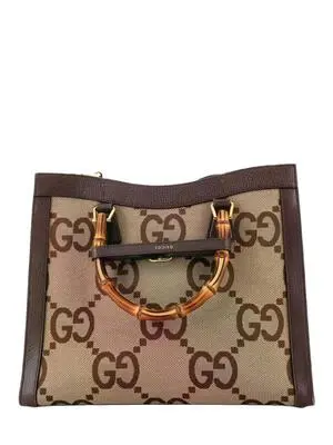 Gucci Diana Nm Jumbo Gg Canvas Medium Tote Bag With Bamboo Handle - Brown