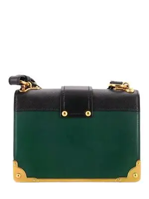 Prada Cahier Leather And Saffiano Leather Small Crossbody Bag - Black