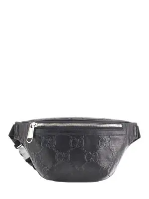 Gucci Gg Embossed Perforated Leather Belt Bag - Black