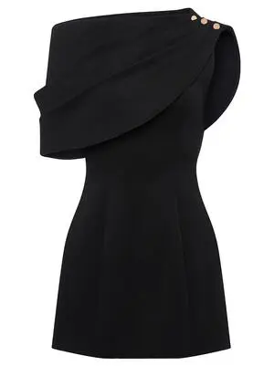 ZETAYE Cassidy Cape Mini Dress - Black