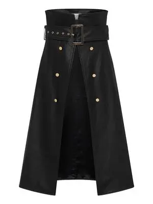 ZETAYE Zetaye Harper Leather Wrap Trench Skirt Black