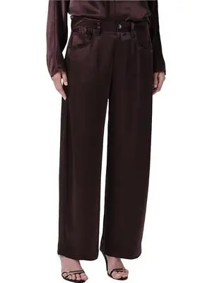 Citizens Of Humanity Brynn Wide Leg Satin Pants - Espresso