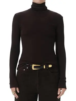 Citizens Of Humanity Caradene Turtleneck Rib Knit Tee - Chocolate