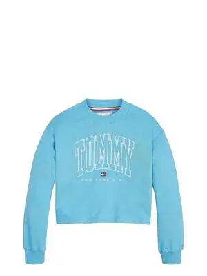Tommy Hilfiger Bold Varsity Cropped Crew Sweatshirt - Blue