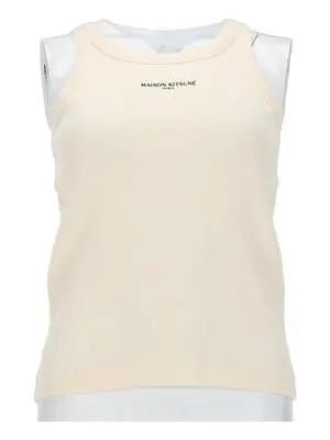 Maison Kitsuné Organic Cotton Ribbed Tank Top - Beige