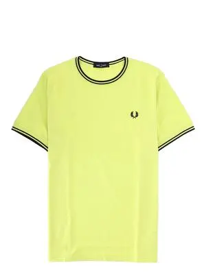 Fred Perry Classic T-shirt With Striped Accent - Yellow