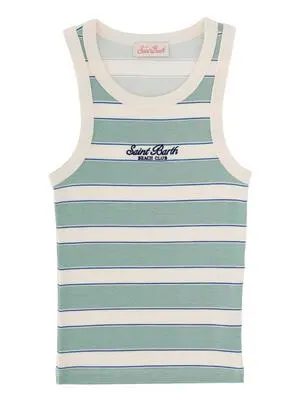 MC2 SAINT BARTH Striped Cotton Blend Mini Top - Multicolour
