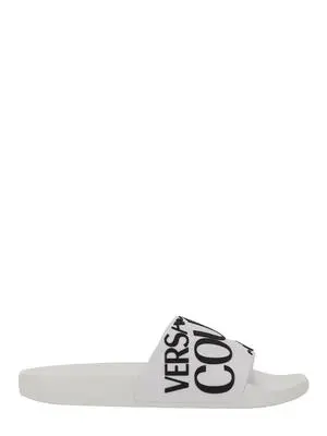 Versace Logo Slide Sandals - White