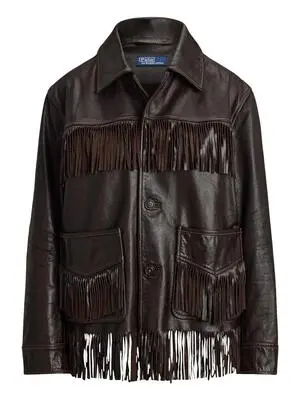 RALPH LAUREN RALPH LAUREN 100% Calfskin Leather Fringed Jacket