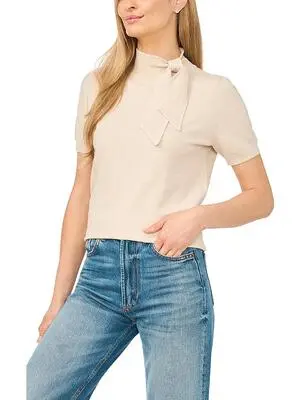 CECE DUPRAZ Tie Neck Short Sleeve Sweater - Malted