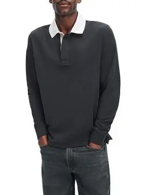 Rag & Bone Classic Cotton Solid Pique Polo Shirt - Black