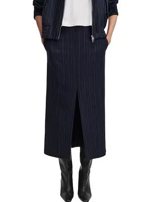RAG & BONE Rag & Bone Bessie Pinstriped Wool Blend Midi Skirt