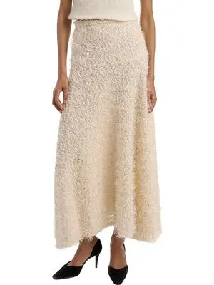 LIBEROWE Ingrid Chenille Tweed Midi Skirt - Ivory