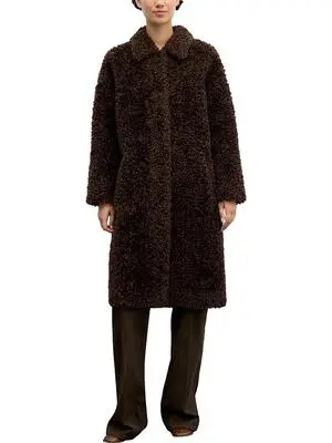 Gerard Darel Asta Long Teddy Coat - Brown