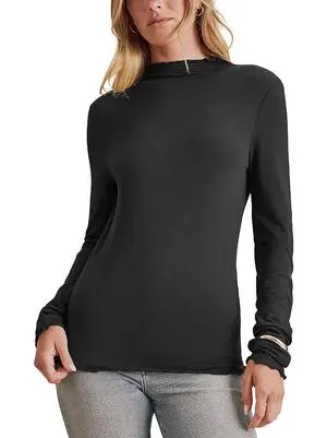 Splendid Long Sleeve Mock Neck Top - Black