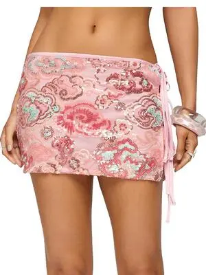 EDIKTED Sequin Embellished Mini Skirt - Pink