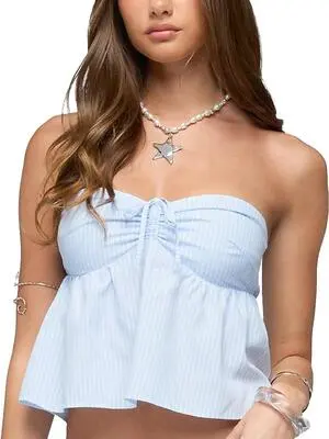 EDIKTED Edikted Cersei Striped Tie Front Strapless Top