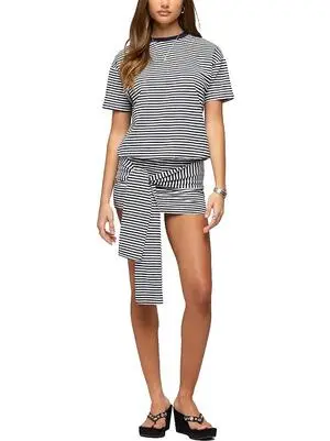EDIKTED Ardeney Striped T Shirt Mini Dress - Navy