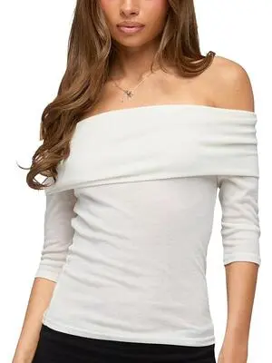 EDIKTED Thais Foldover Backless Top - Ivory