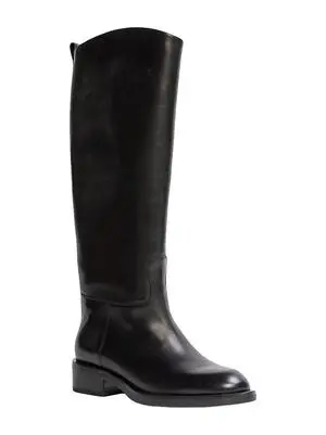 BLACK SUEDE STUDIO Pace Leather Riding Boots - Black